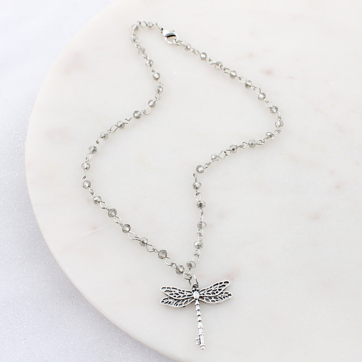 16" Silver & Crystal Dragonfly Key Necklace – Seasons Jewelry - Retail